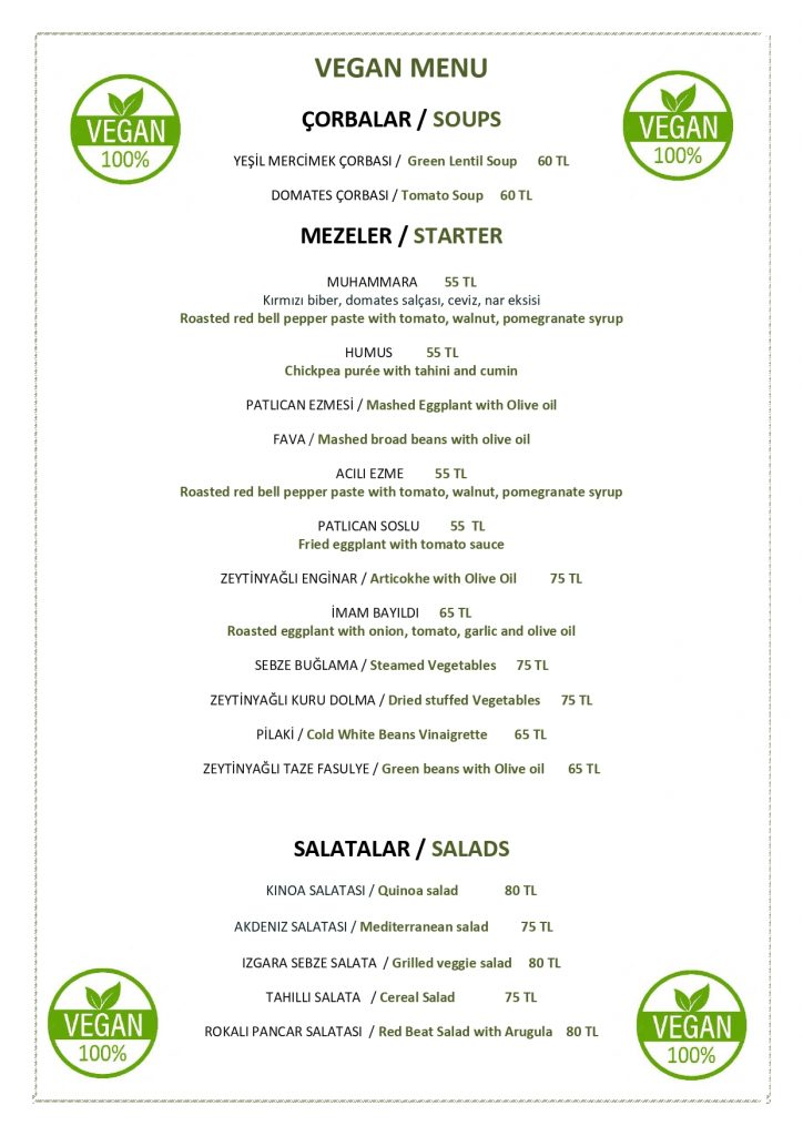 Vegan Menu - Luxury Hotel and Spa in Istanbul | Hotel Sultania